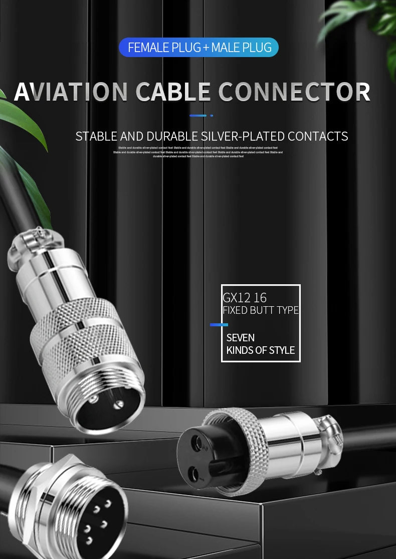 GX12 Waterproof Connector 2-7 Pin Aviation Plug Socket with Power Cabl ...