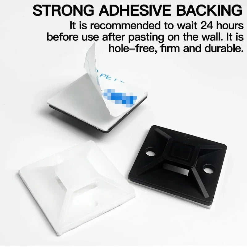 Self-Adhesive Cable Tie Mounts Strong Sticky Base Wire Holder Clips fo ...