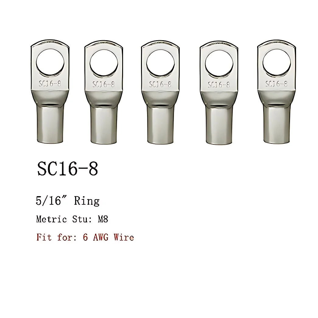 Copper Lug Ring Wire Connectors Cable Electric Crimp Terminals SC6-6 S ...