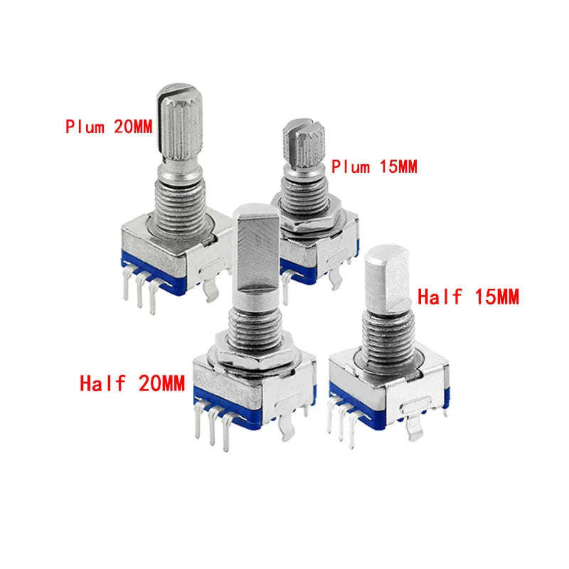 EC11 Rotary Encoder with Switch 5-Pin Half/Plum Shaft Handle 15mm/20mm ...