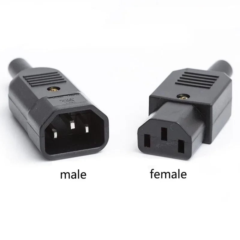 IEC Straight Cable Plug Connector C13 C14 10A 250V Black Rewirable Mal ...
