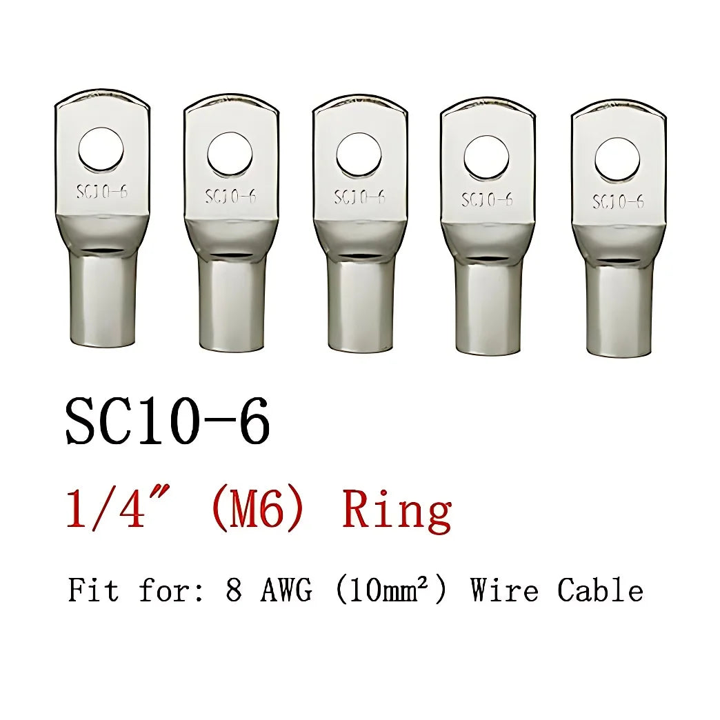 Copper Lug Ring Wire Connectors Cable Electric Crimp Terminals SC6-6 S ...